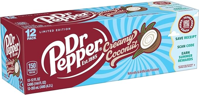 Dr Pepper Creamy Coconut - 355ml x 12 Cans - Vape & Candy Wholesale