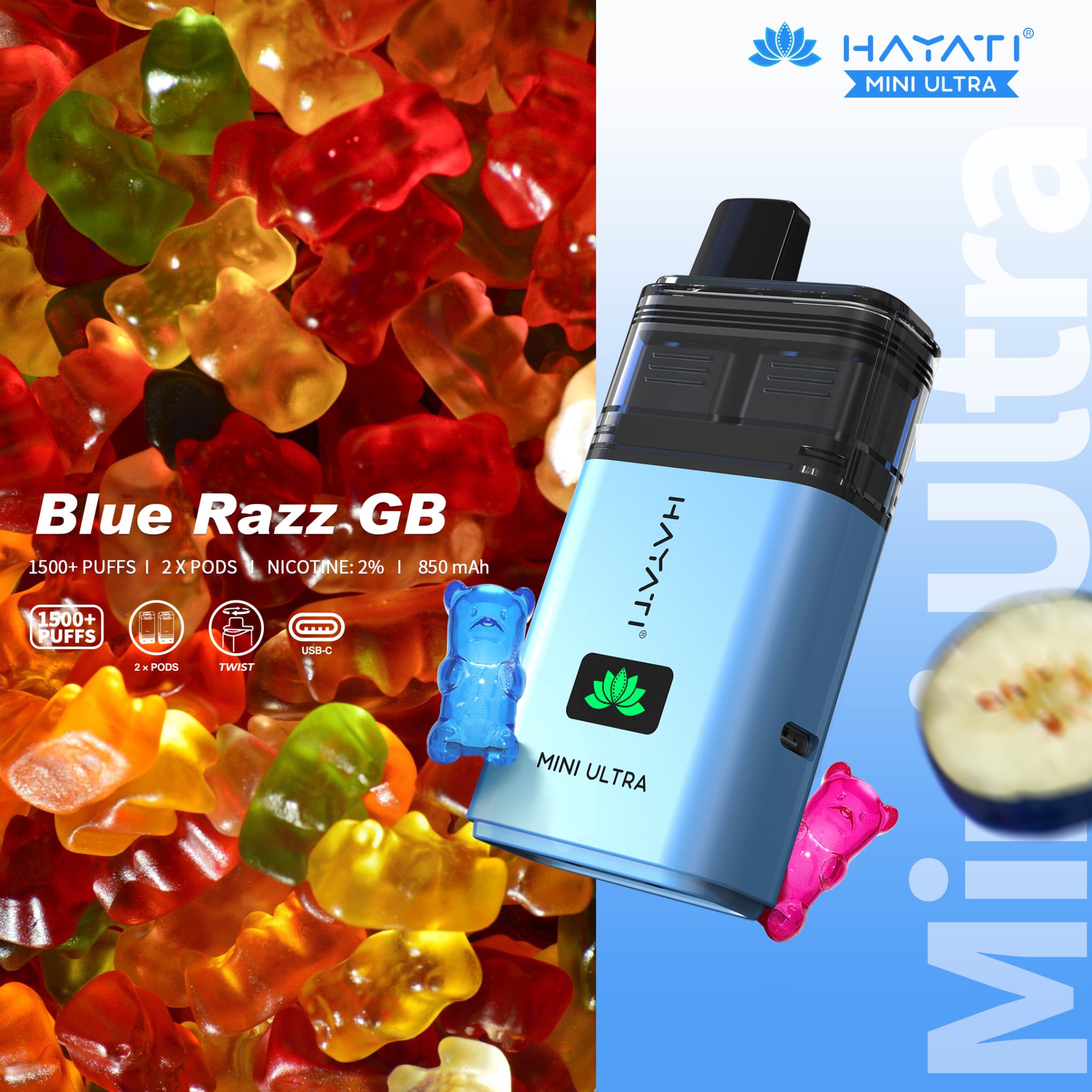 Buy Hayati Mini Ultra 1500 | Box of 5 | Vape & Candy Wholesale