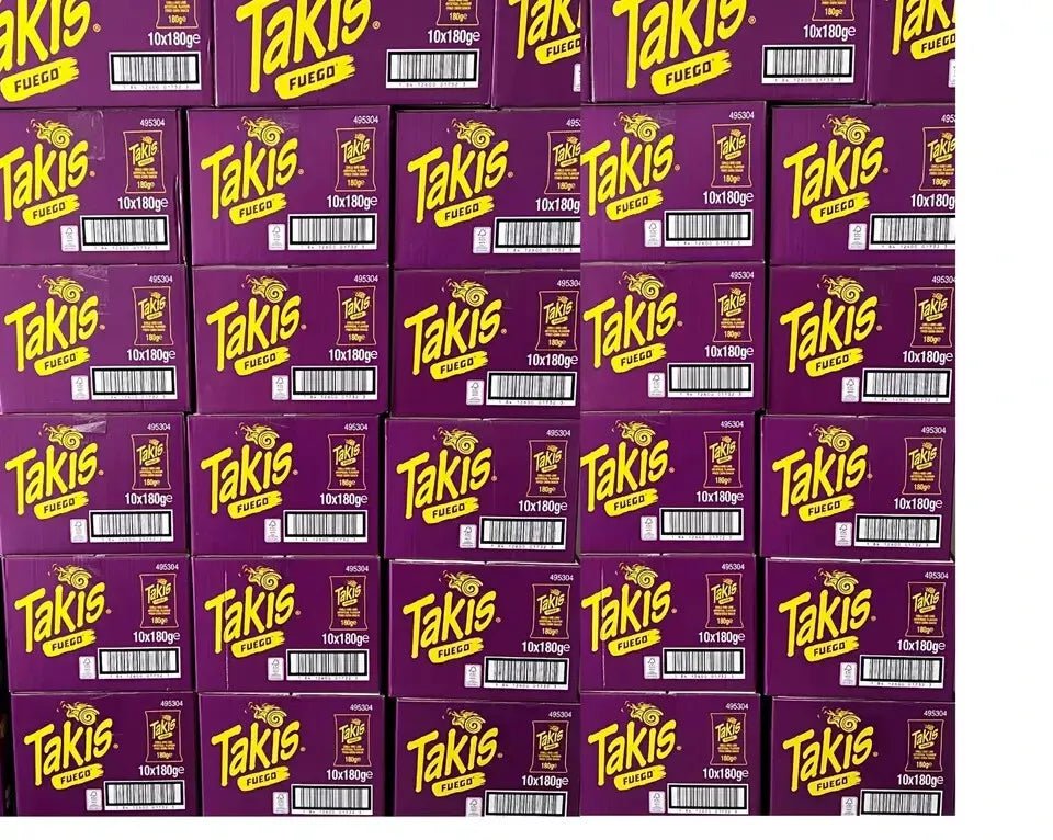 Takis Fuego Chili and Lime Flavour Tortilla Chips Pack of 10 - 180g ...