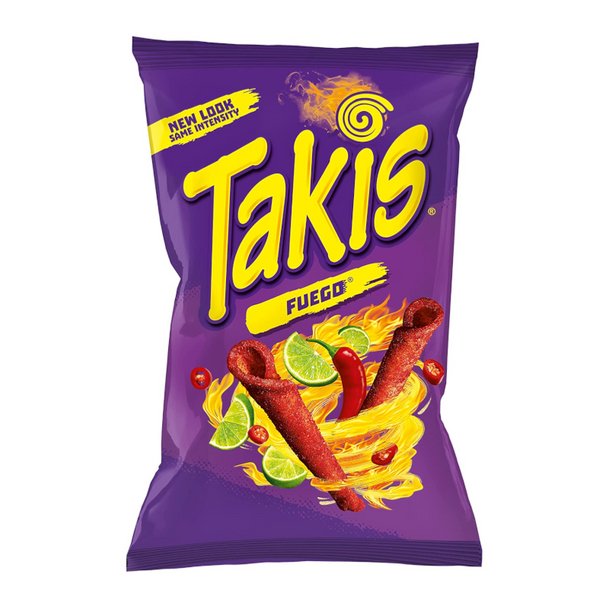 Takis Fuego Chili and Lime Flavour Tortilla Chips Pack of 10 - 180g ...