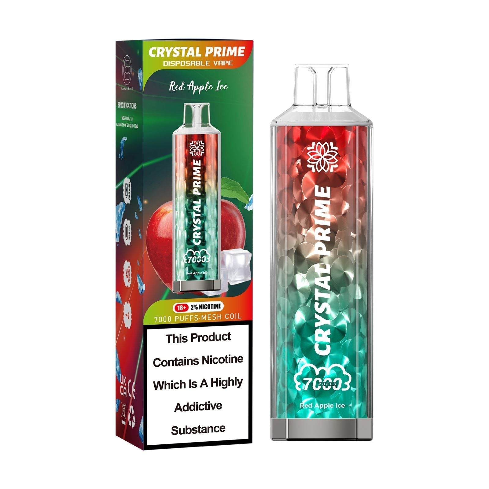 Crystal Prime 3d Effects 7000 Disposable Vape Puff Pod Box Of 10 Vape