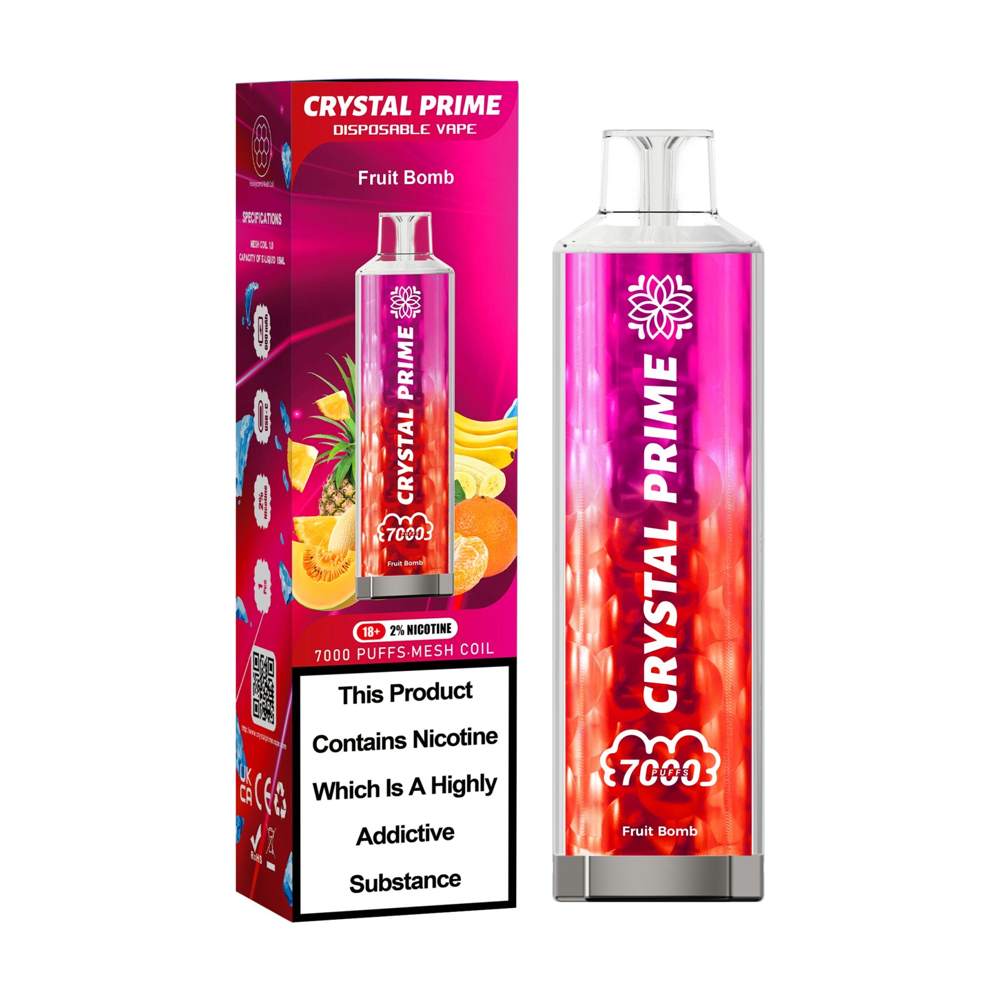Crystal Prime 3d Effects 7000 Disposable Vape Puff Pod Box Of 10 Vape