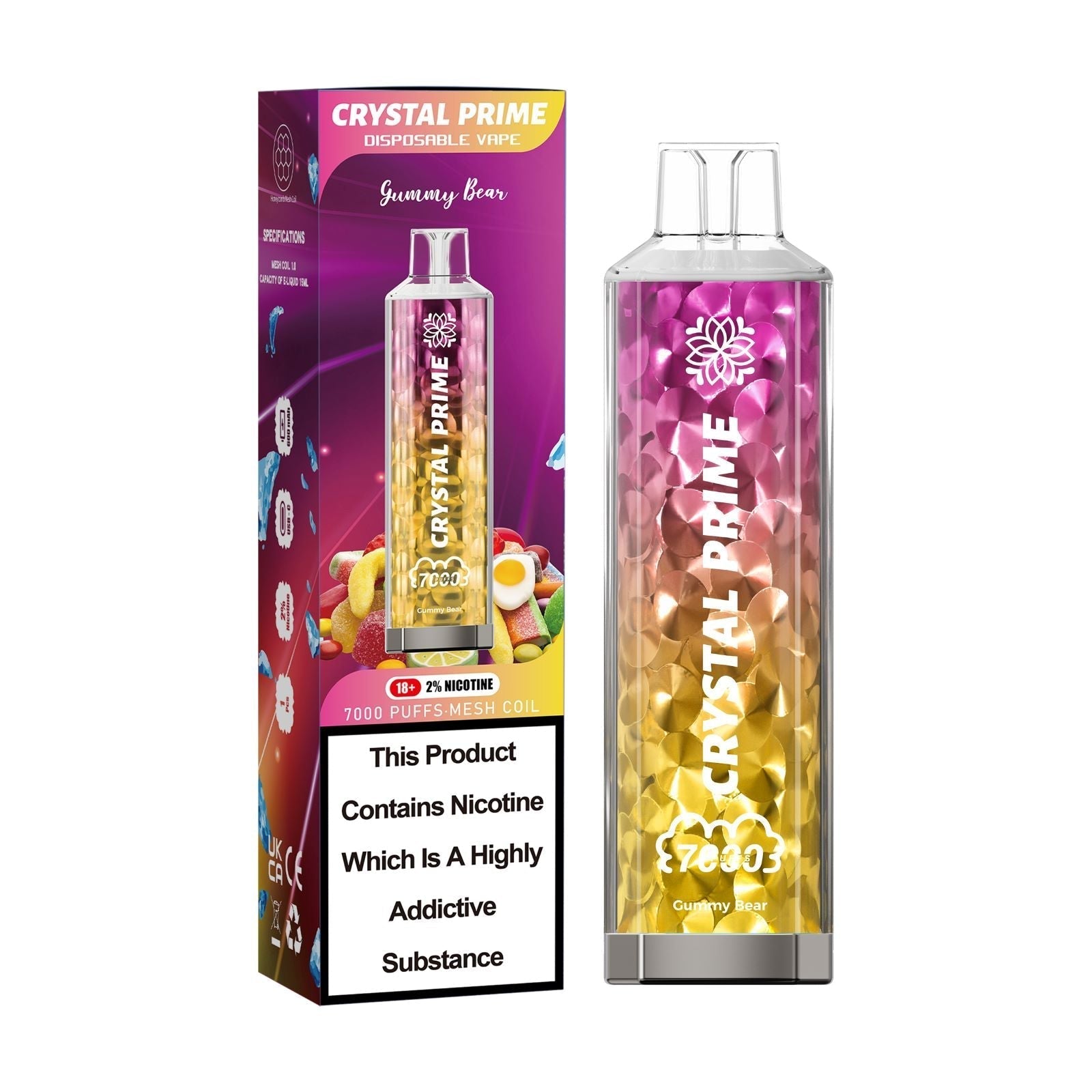 Crystal Prime 3d Effects 7000 Disposable Vape Puff Pod Box Of 10 Vape